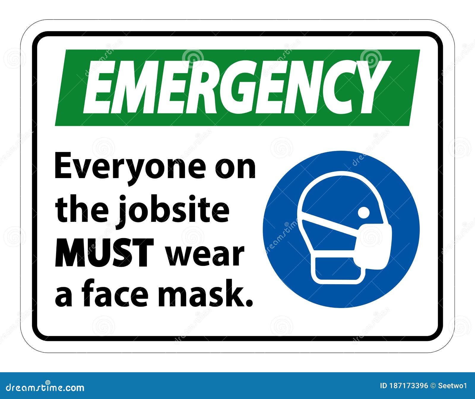 Emergency Wear a Face Mask Sign Isolate on White Background Stock ...