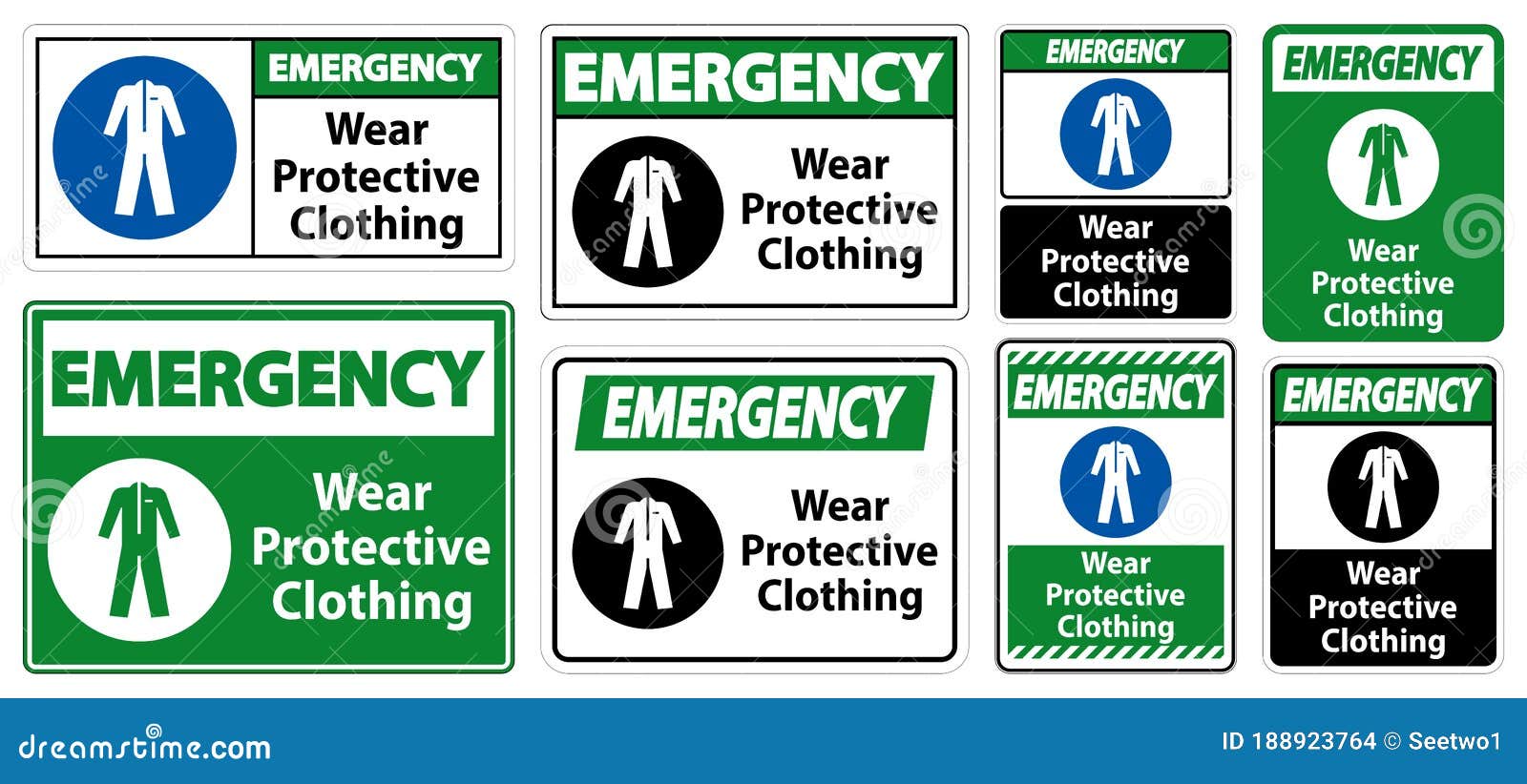 Emergency Wear Protective Clothing Sign on White Background Stock ...