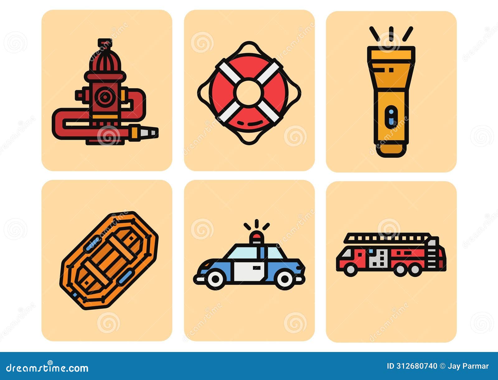 Emergency Workers Flashcards - 8 Stock Illustration - Illustration of ...