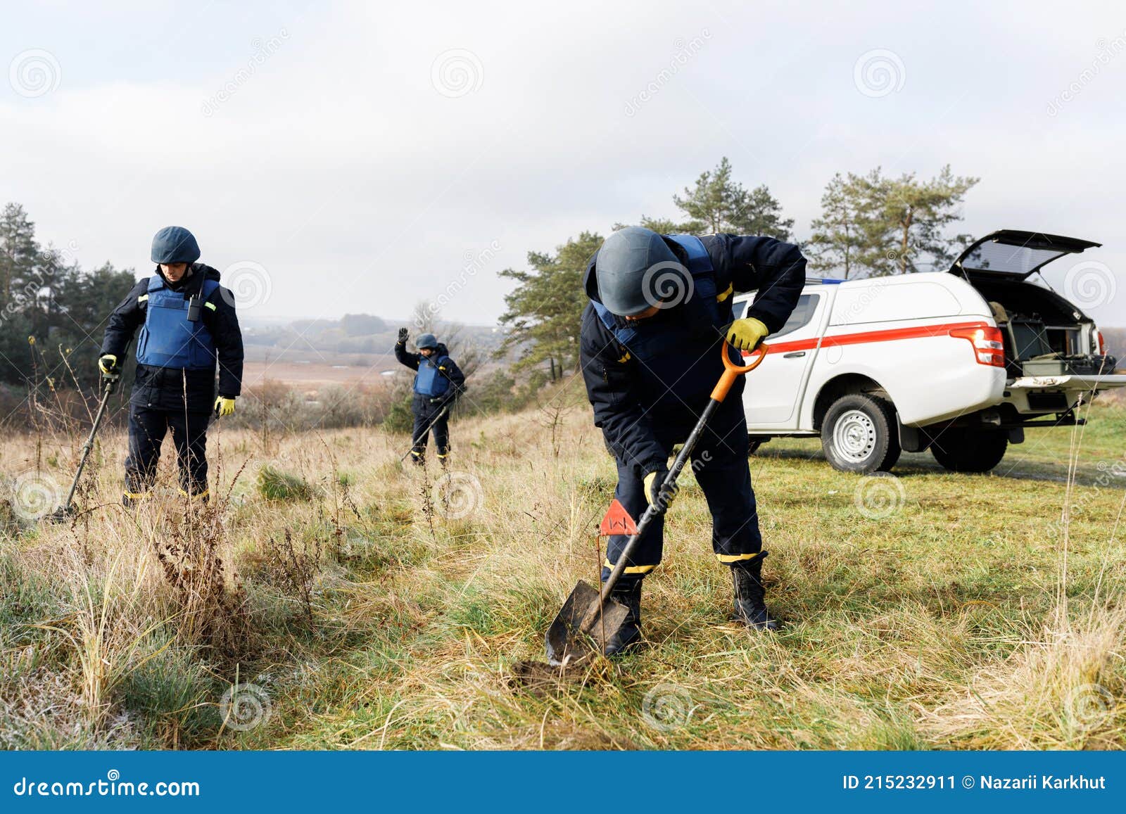 Men Work in Emergencies. Emergency Workers Work Outdoors. a Man in ...