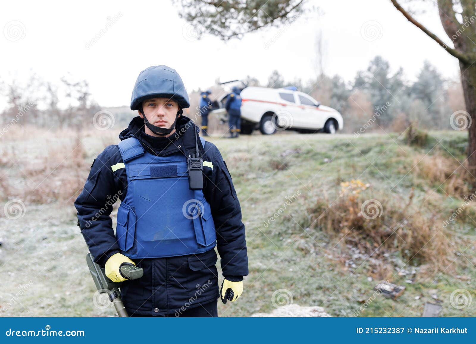 Men Work in Emergencies. Emergency Workers Work Outdoors. a Man in ...