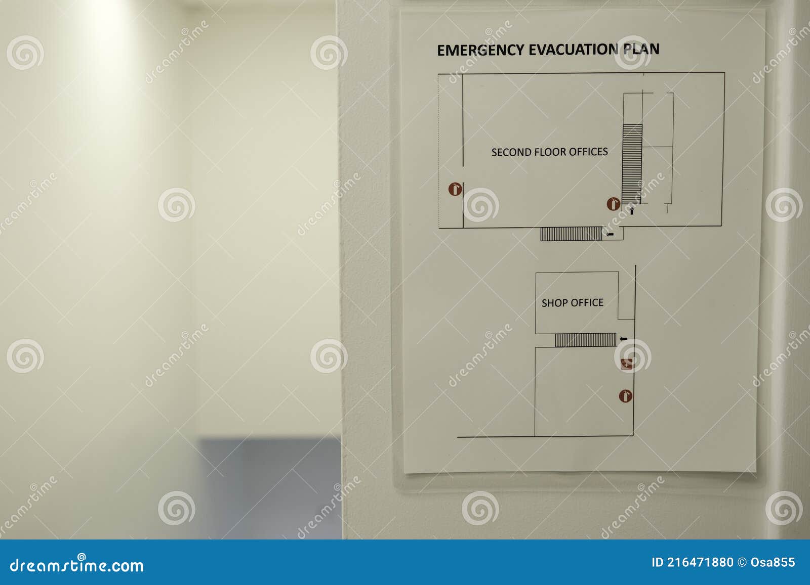 Emergeny Evacuation Plan Template Fixed on an Office Wall Stock Photo ...