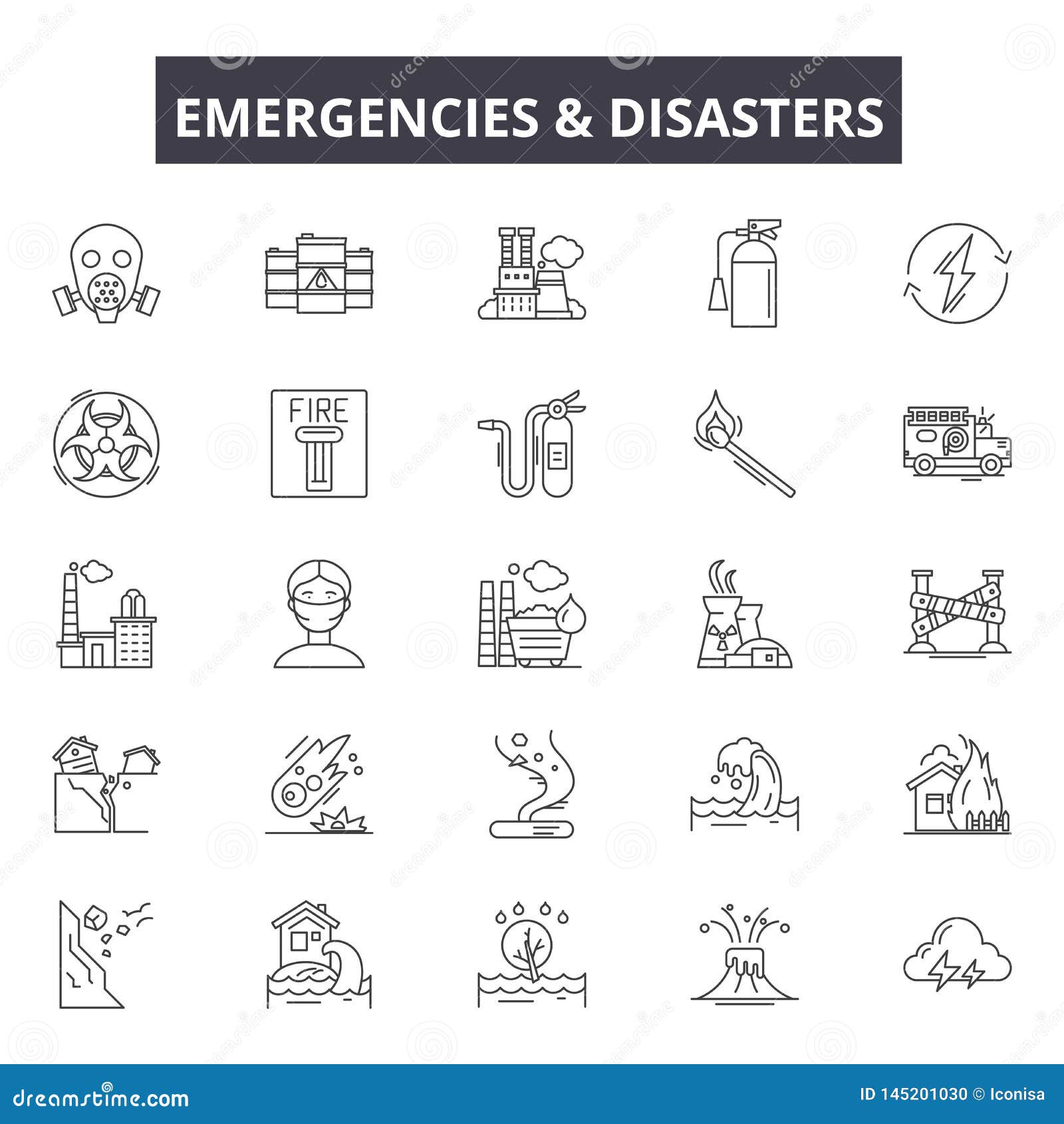 Emergincies and Disasters Line Icons, Signs, Vector Set, Outline ...