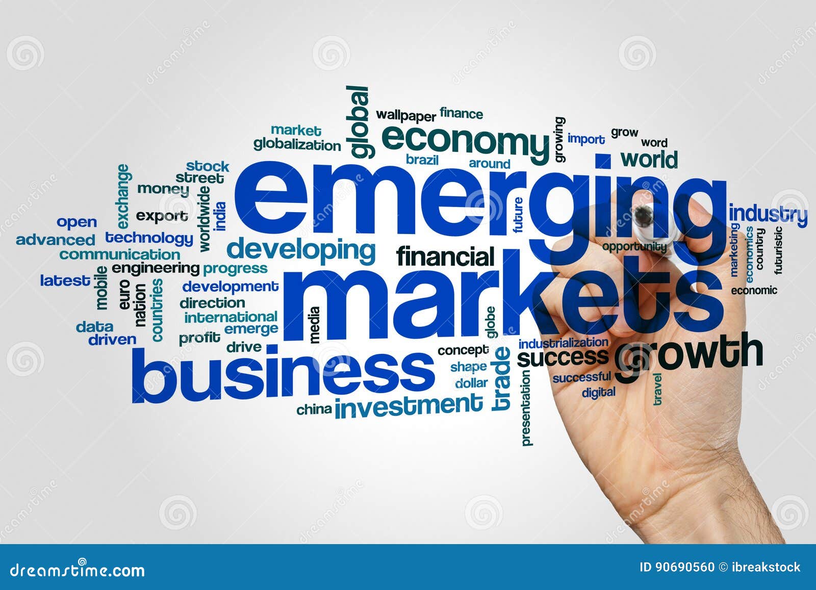 Emerging Markets Word Cloud Concept on Grey Background Stock Photo ...