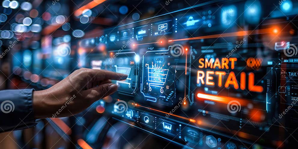 Emerging Smart Retail Technology Concept with Futuristic Digital ...