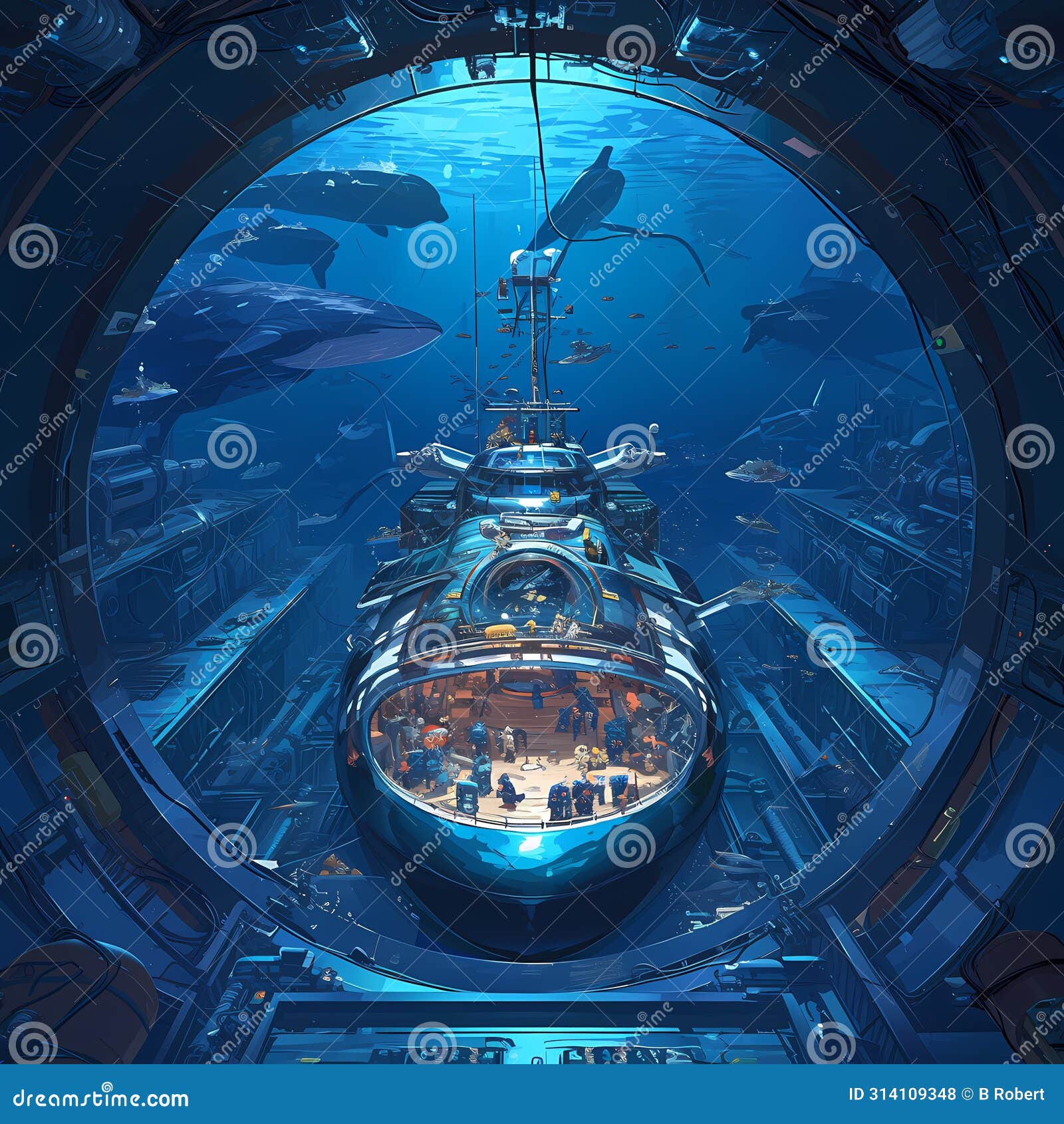 Emerging Submarine Technology, Deep Sea Exploration Stock Illustration ...