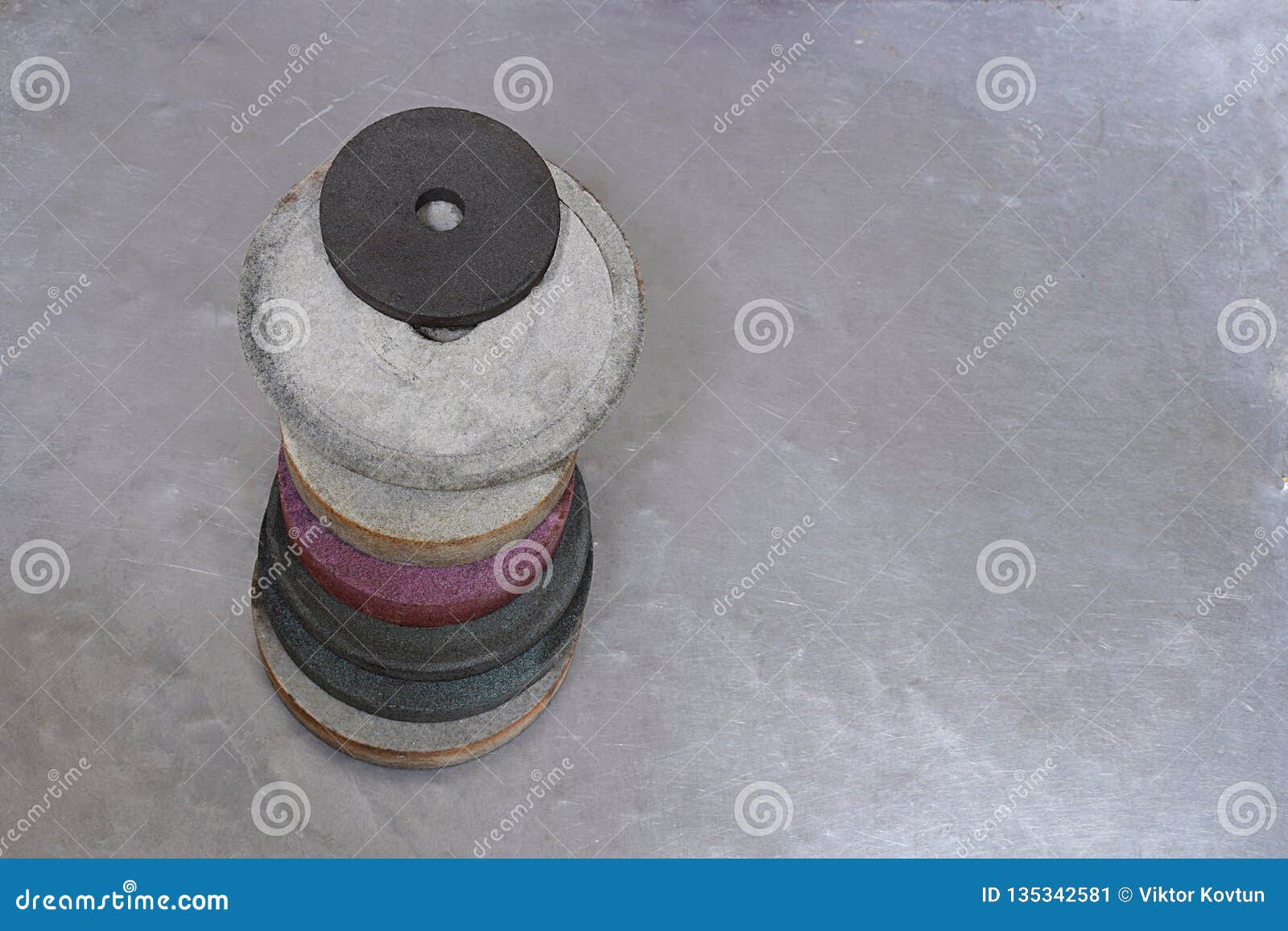 Emery Wheels on a Sheet of Stainless Steel Stock Image - Image of ...
