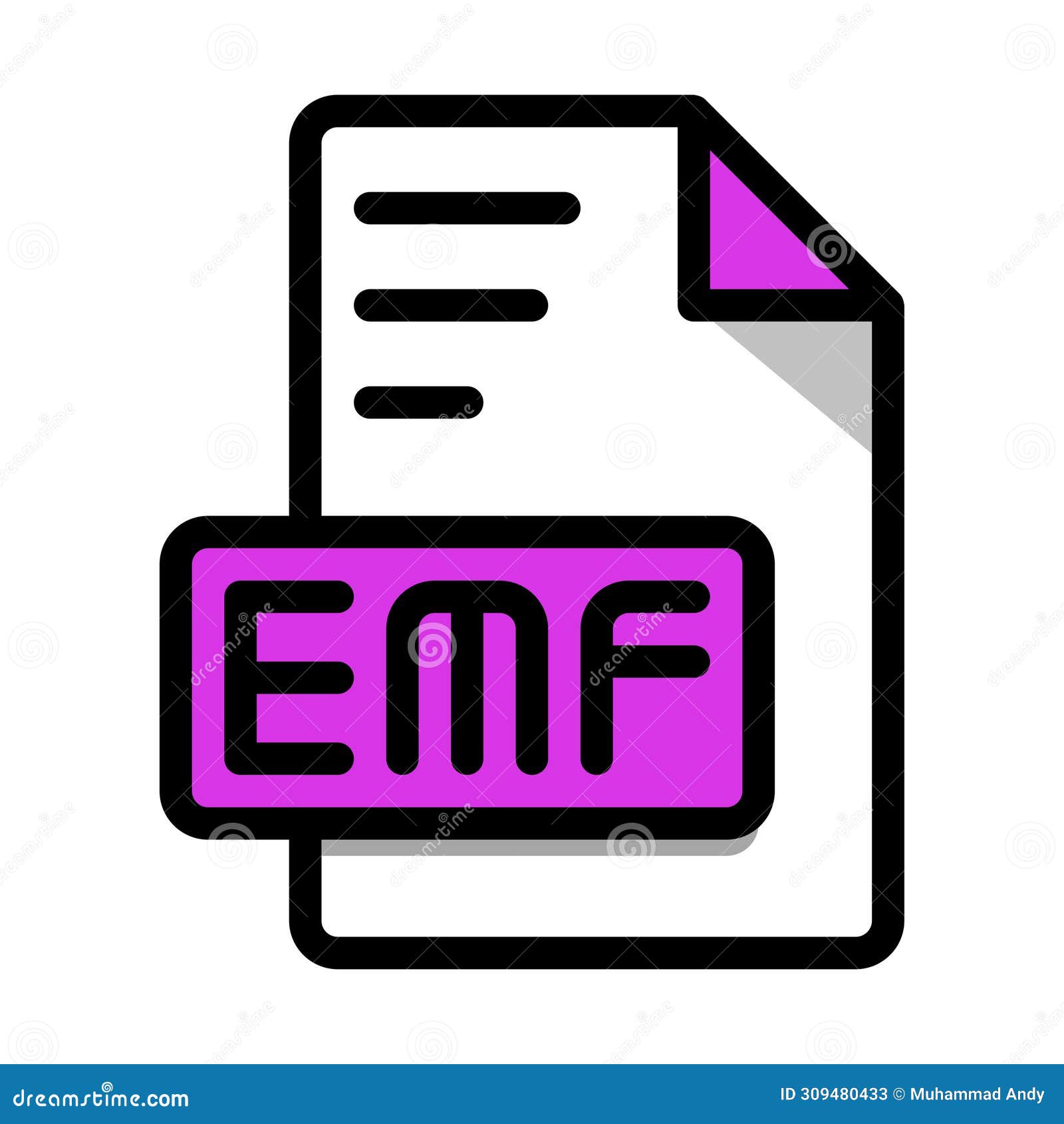 EMF File Format Icon. Type File Editable Bold Outline with Color Fill ...