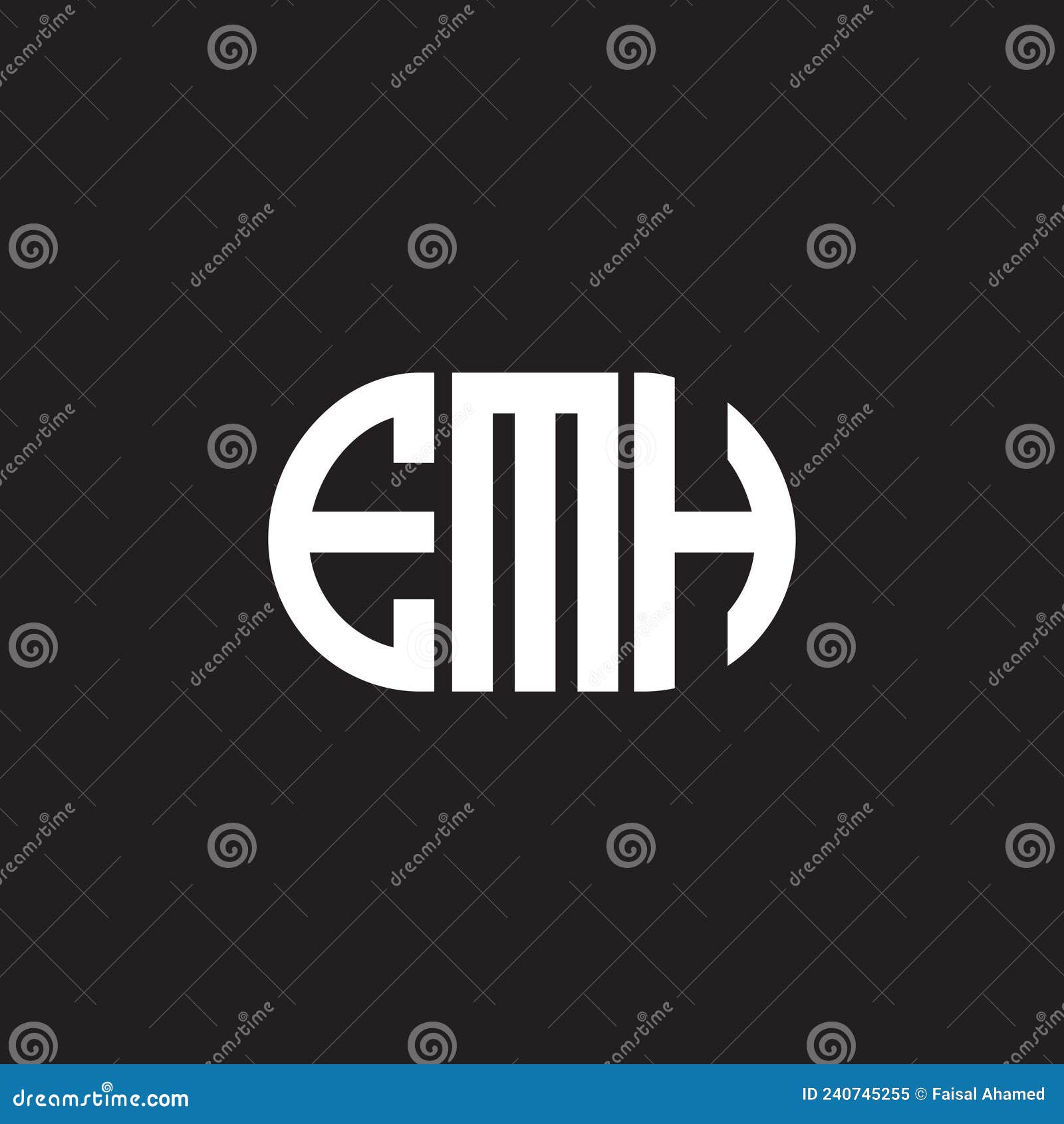 EMH Letter Logo Design on Black Background. EMH Creative Initials ...