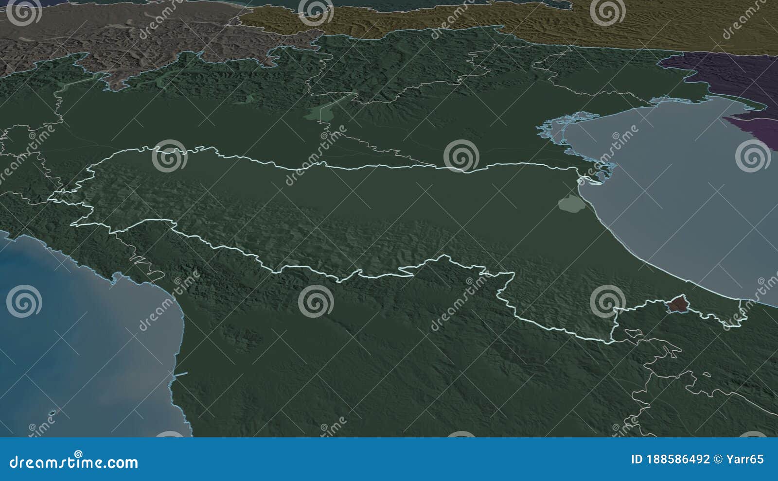 Emilia-Romagna, Italy - Outlined. Administrative Stock Illustration ...