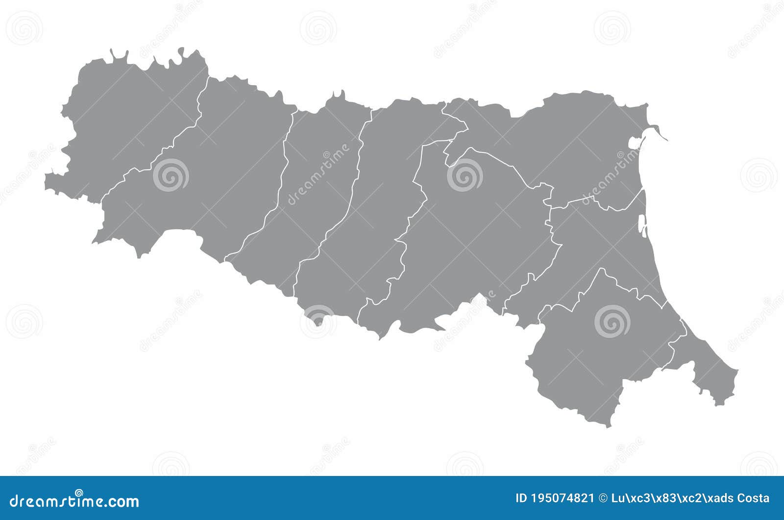Emilia-Romagna region map stock illustration. Illustration of region ...