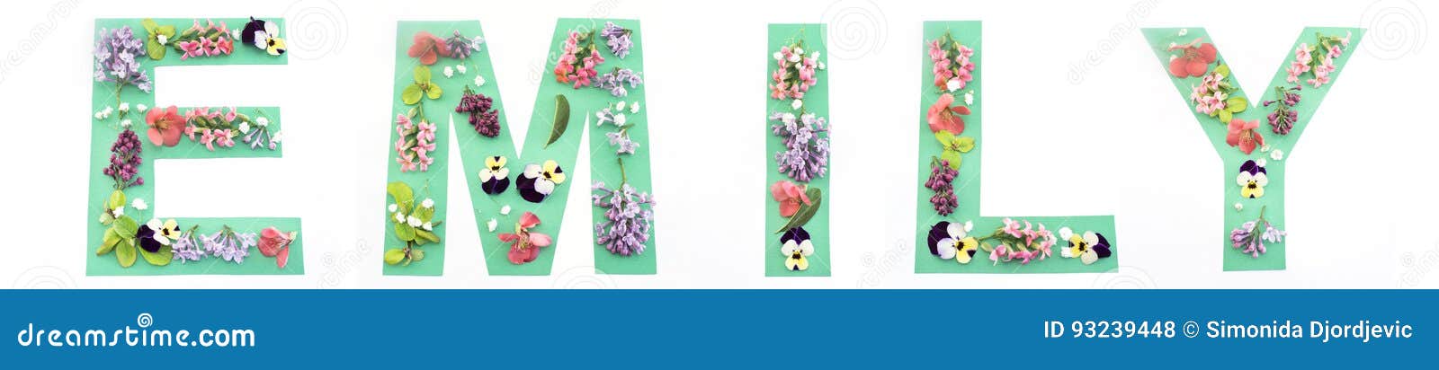 Emily Word Made of Paper and Spring Flowers Stock Photo - Image of ...