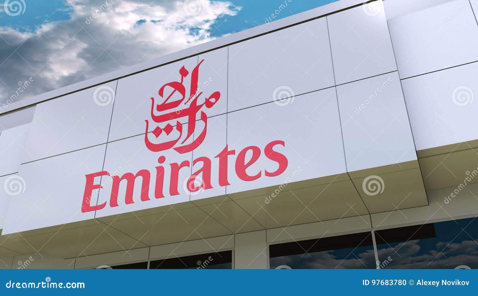Emirates Airline Logo on the Modern Building Facade. Editorial 3D ...