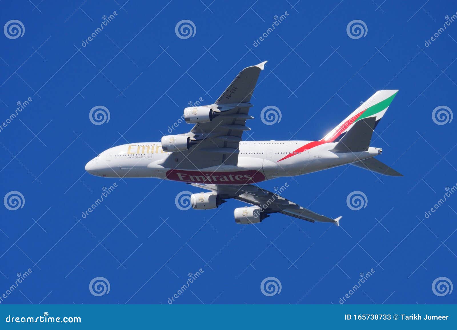 Emirates A380 Giant Plane in Flight in Mid Air Blue Sky Editorial Stock ...