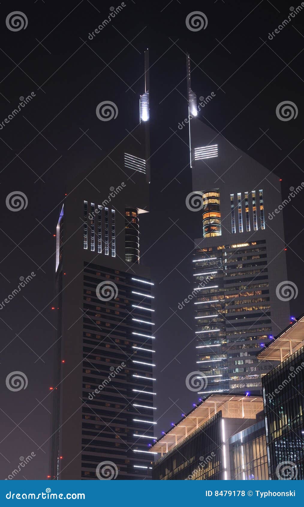 Emirates Towers in Dubai stock photo. Image of landmark - 8479178