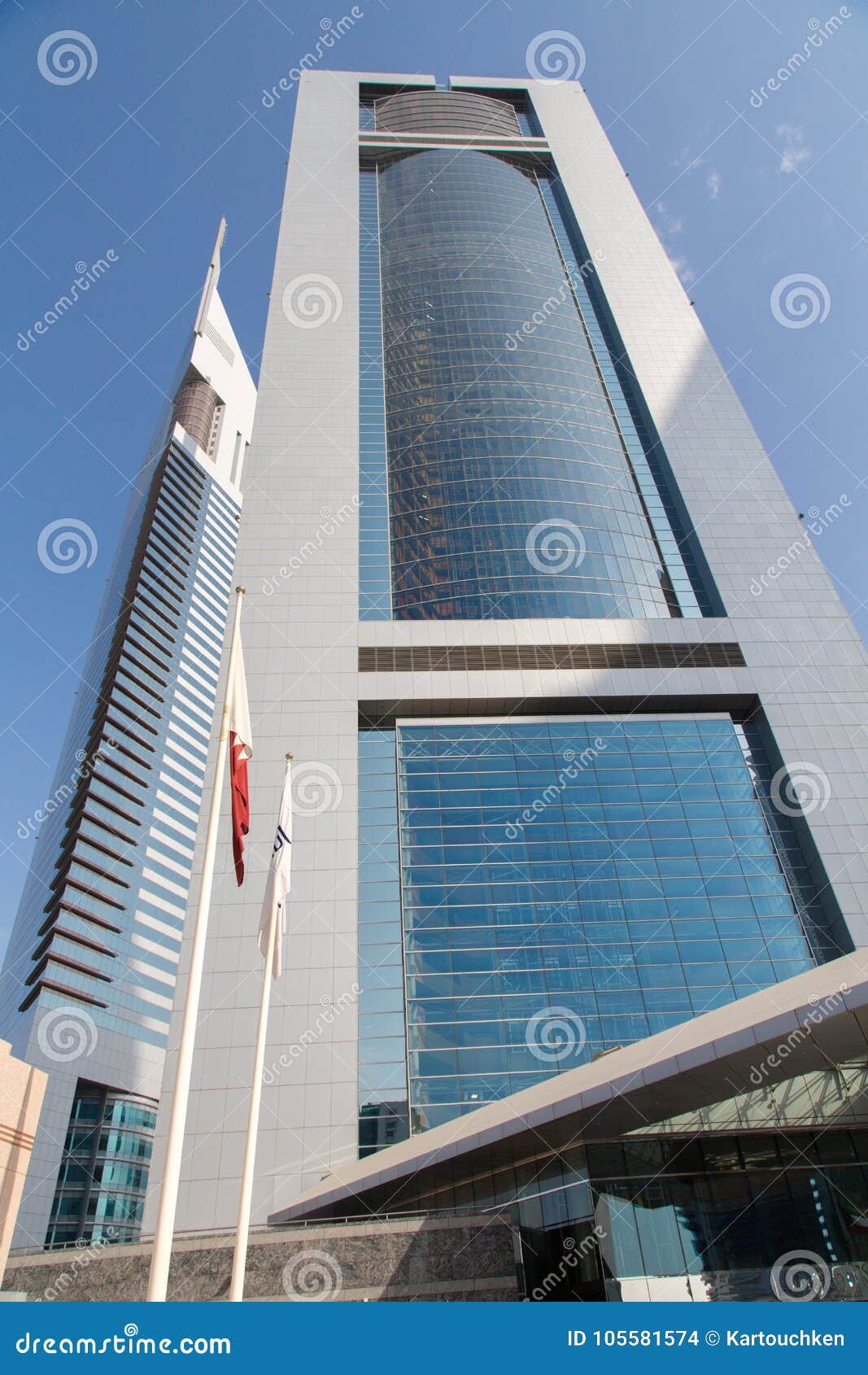 Emirates towers Dubai editorial stock image. Image of future - 105581574