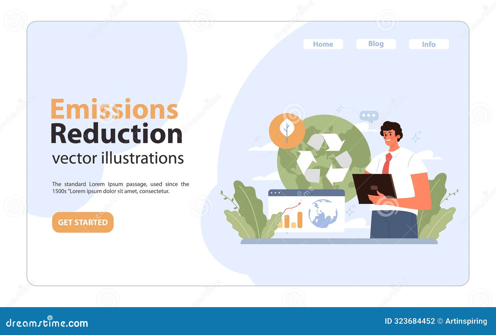 Emissions Reduction Concept. . Flat Vector Stock Vector - Illustration ...