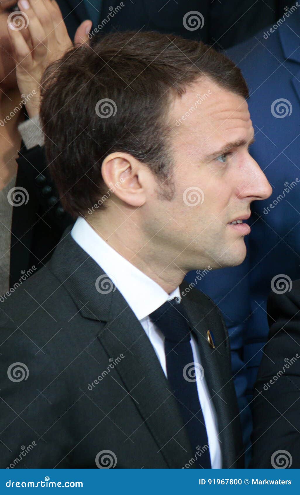 Emmanuel Macron image éditorial. Image du président, profil - 91967800