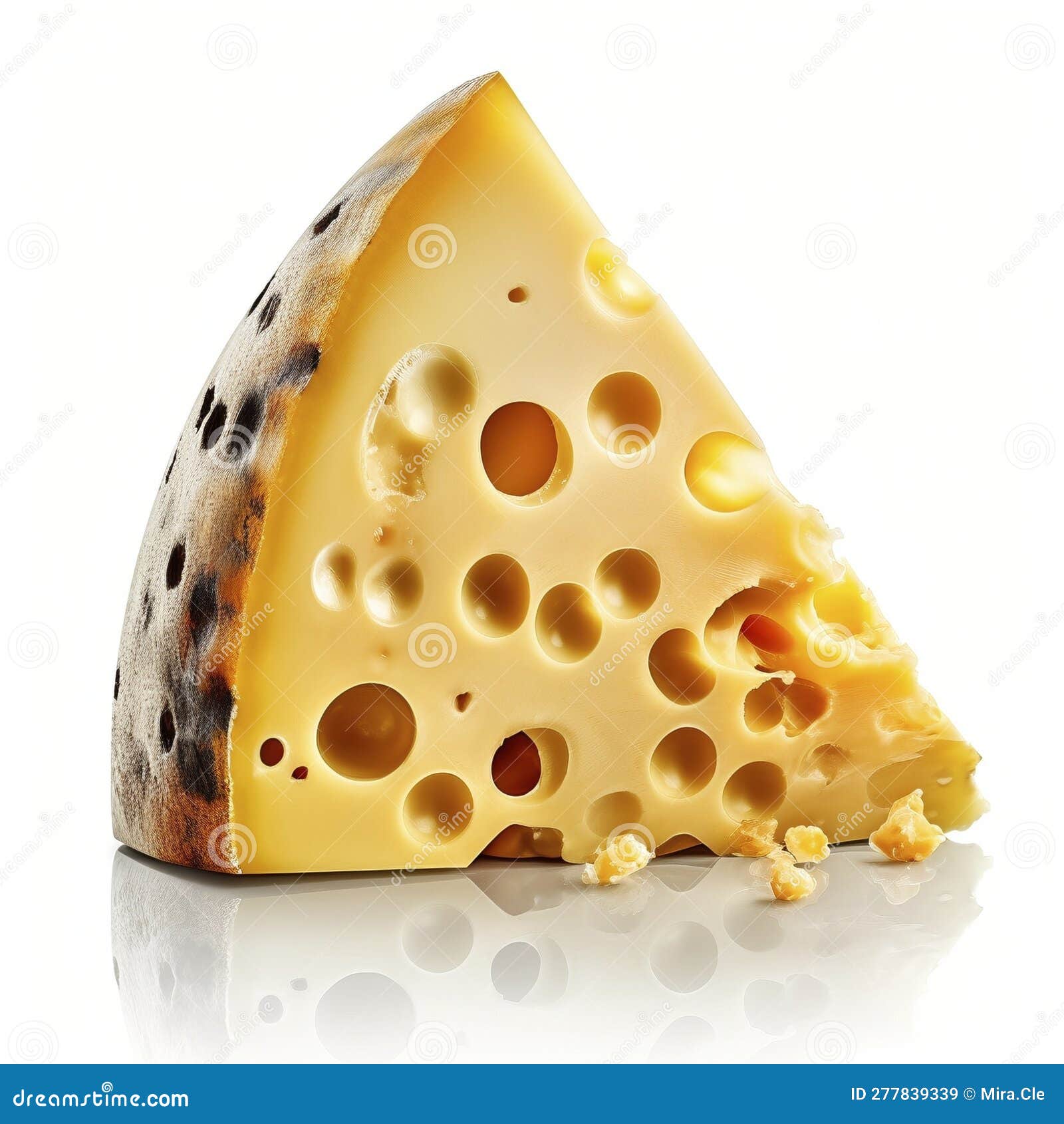 Generative AI Emmental Cheese Triangle, Swiss Cheese, Isolated On White ...