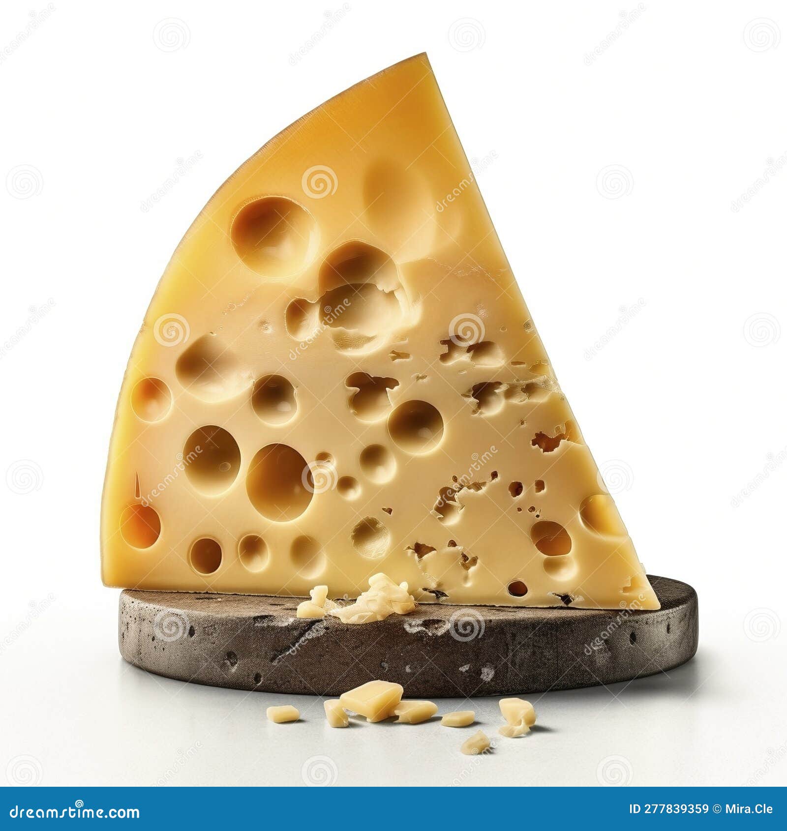 Generative AI Emmental Cheese Triangle, Swiss Cheese, On White ...