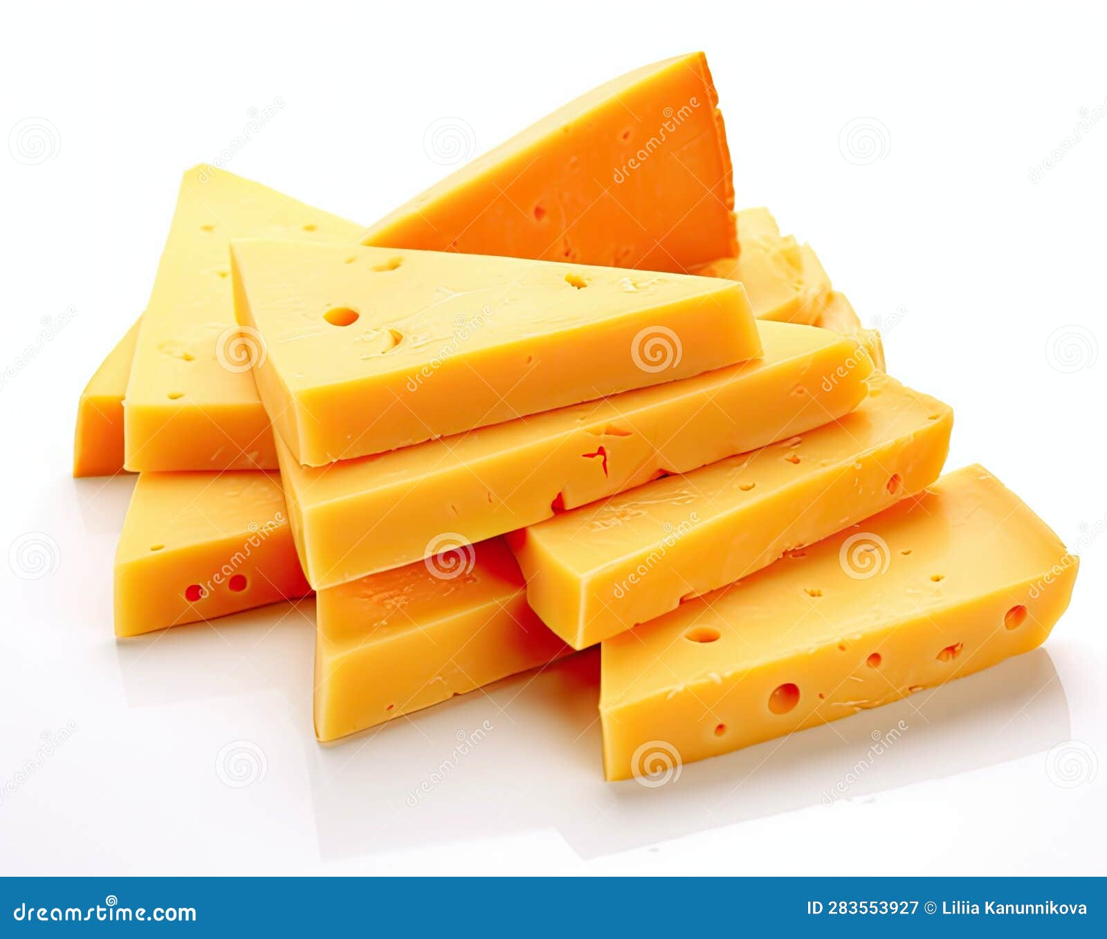 Generative AI Emmental Cheese Triangle, Swiss Cheese, Isolated On White ...