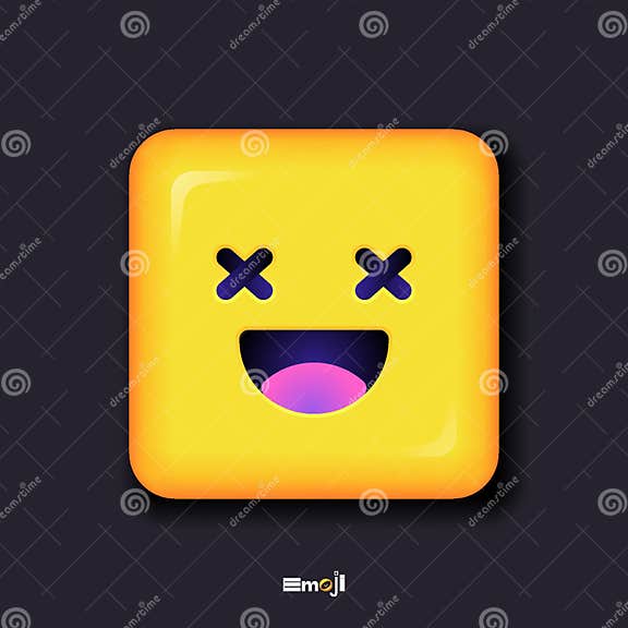 Square Emoticons Yellow Emoji Faces Emoticon Smile, Digital Smiley ...
