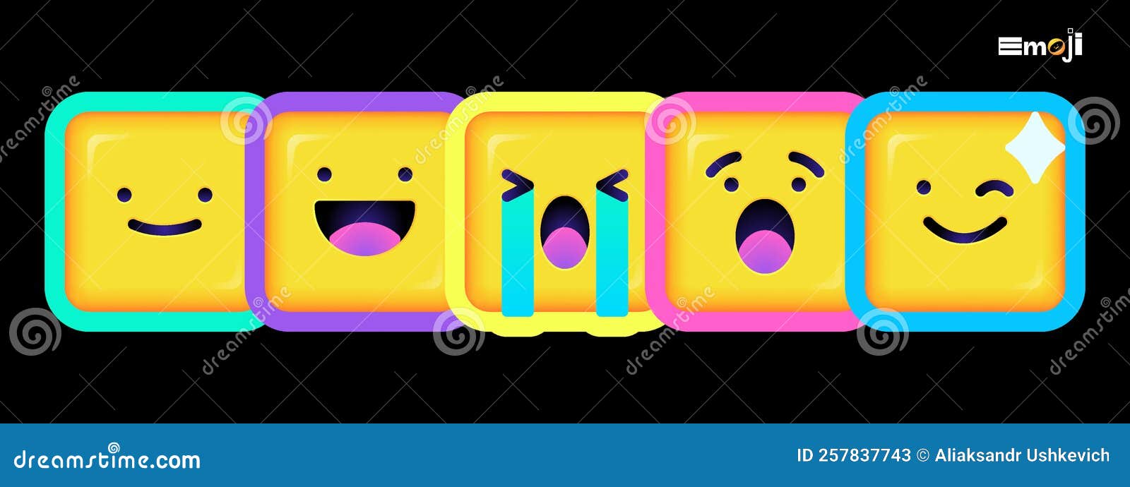 Square Emoticons Yellow Emoji Faces Emoticon Smile, Digital Smiley ...
