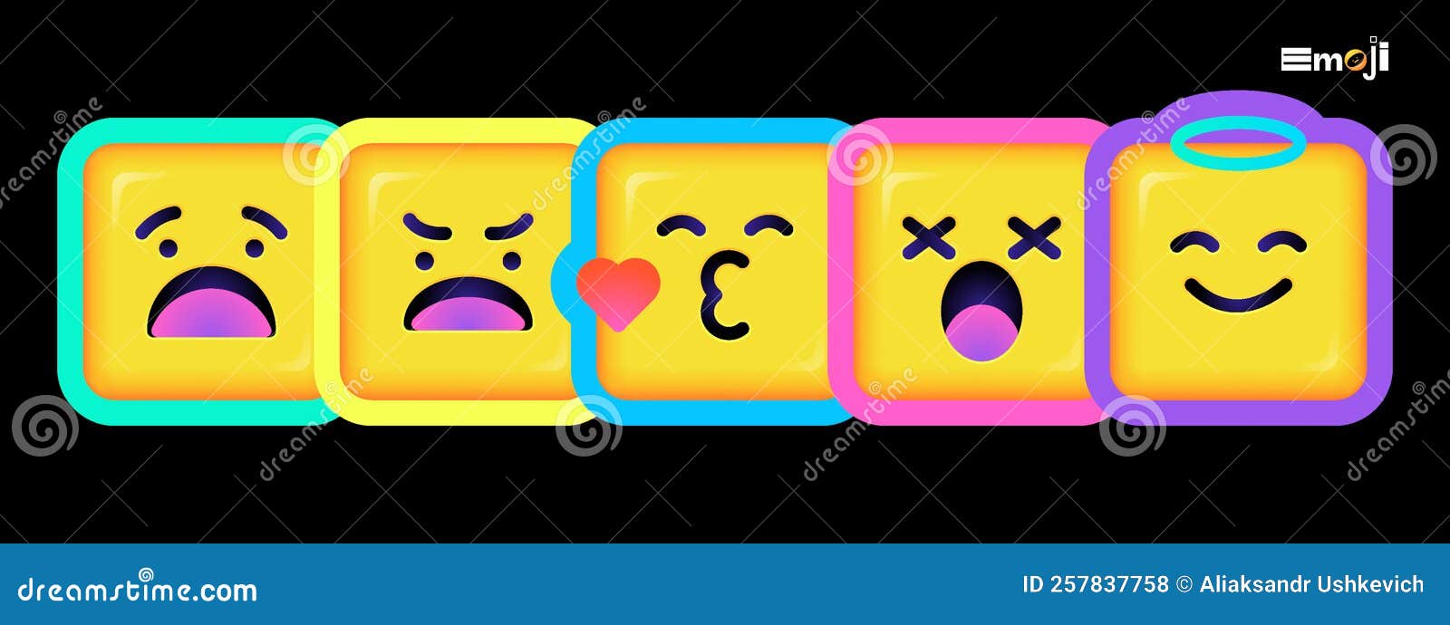 Square Emoticons Yellow Emoji Faces Emoticon Smile, Digital Smiley ...