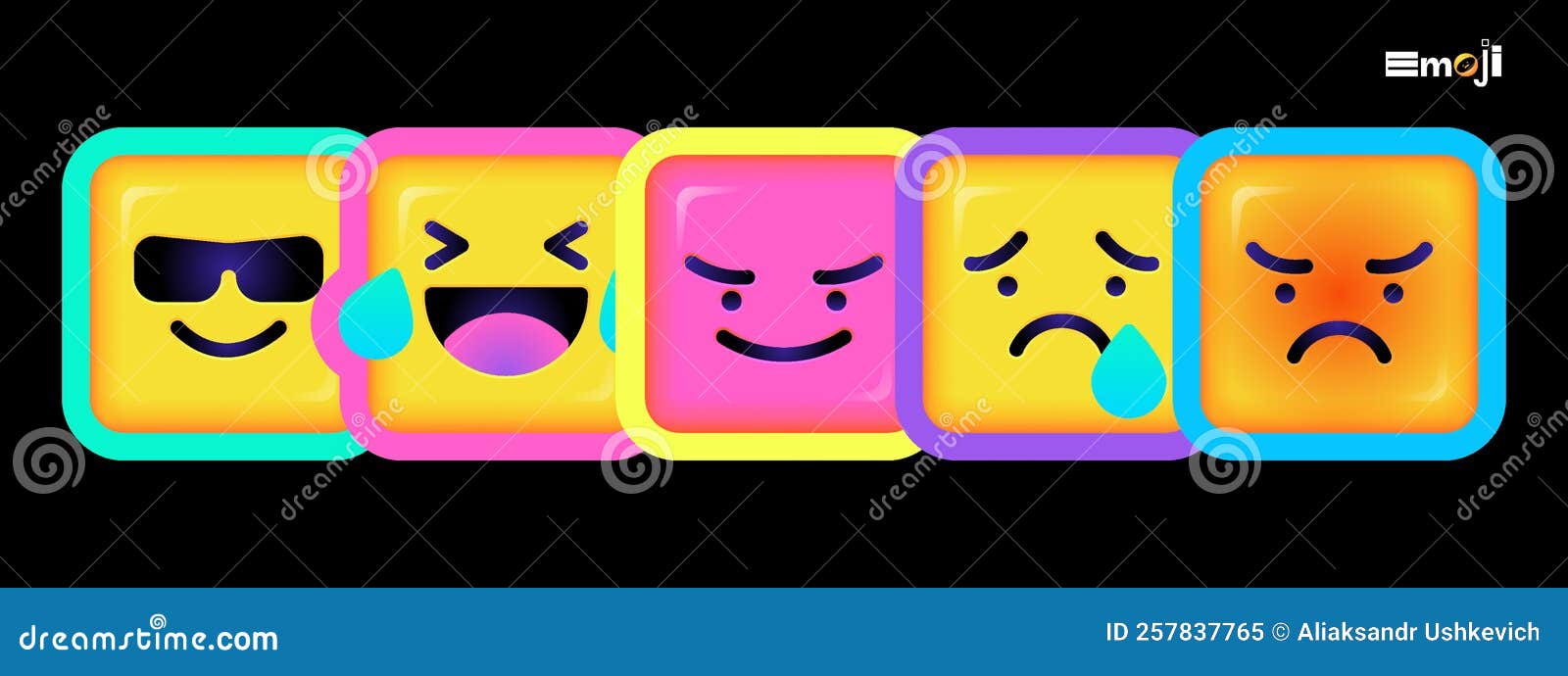 Square Emoticons Yellow Emoji Faces Emoticon Smile, Digital Smiley ...