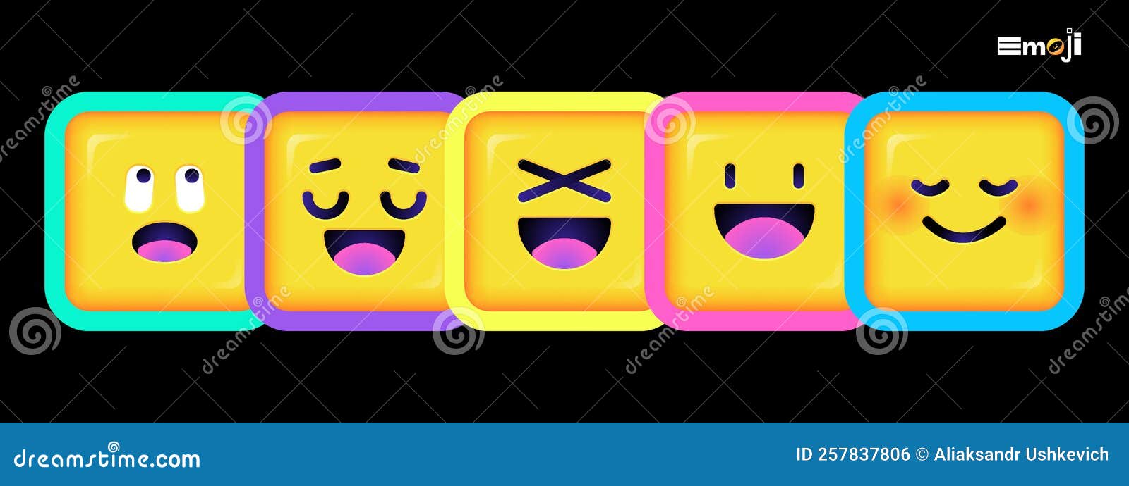 Square Emoticons Yellow Emoji Faces Emoticon Smile, Digital Smiley ...