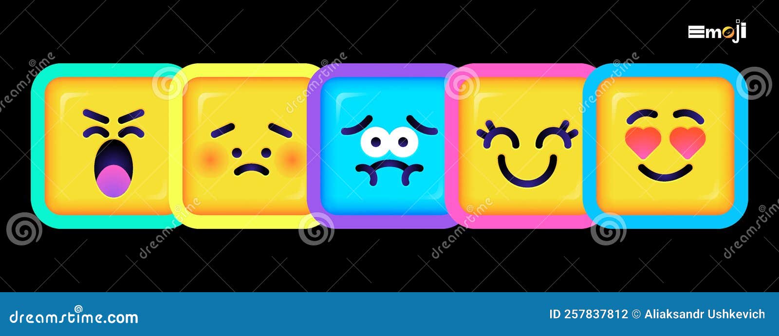 Square Emoticons Yellow Emoji Faces Emoticon Smile, Digital Smiley ...