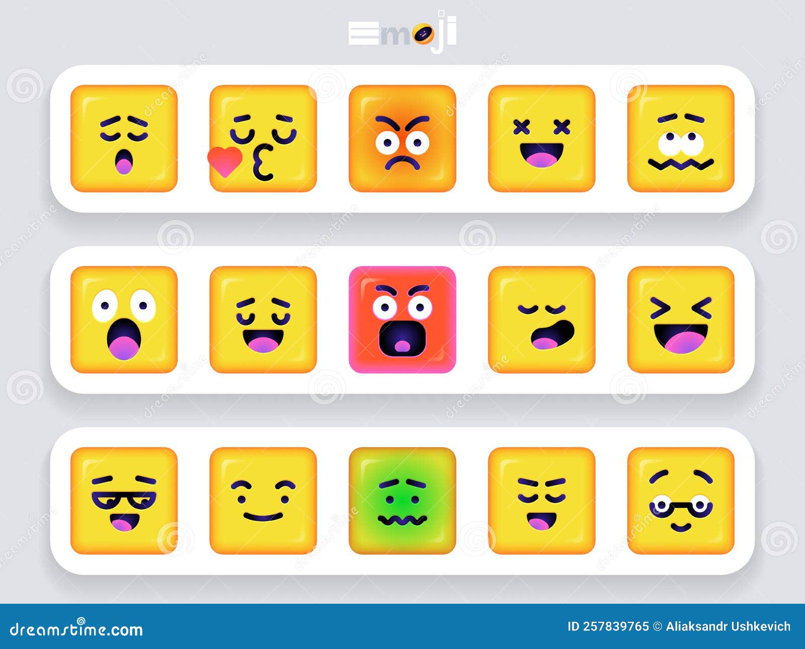 Square Emoticons Yellow Emoji Faces Emoticon Smile, Digital Smiley ...