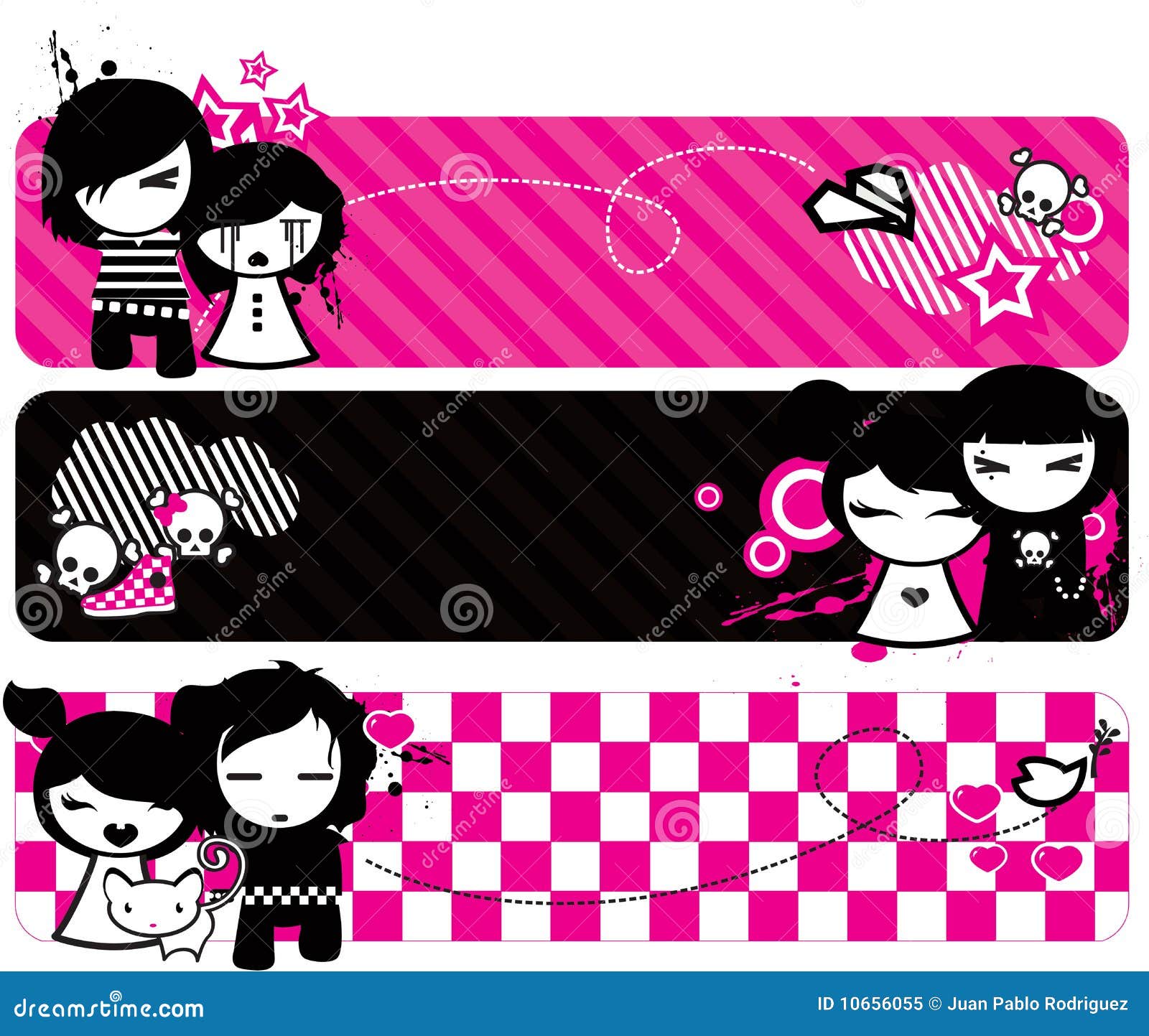 Emo banners stock vector. Illustration of banner, pink - 10656055