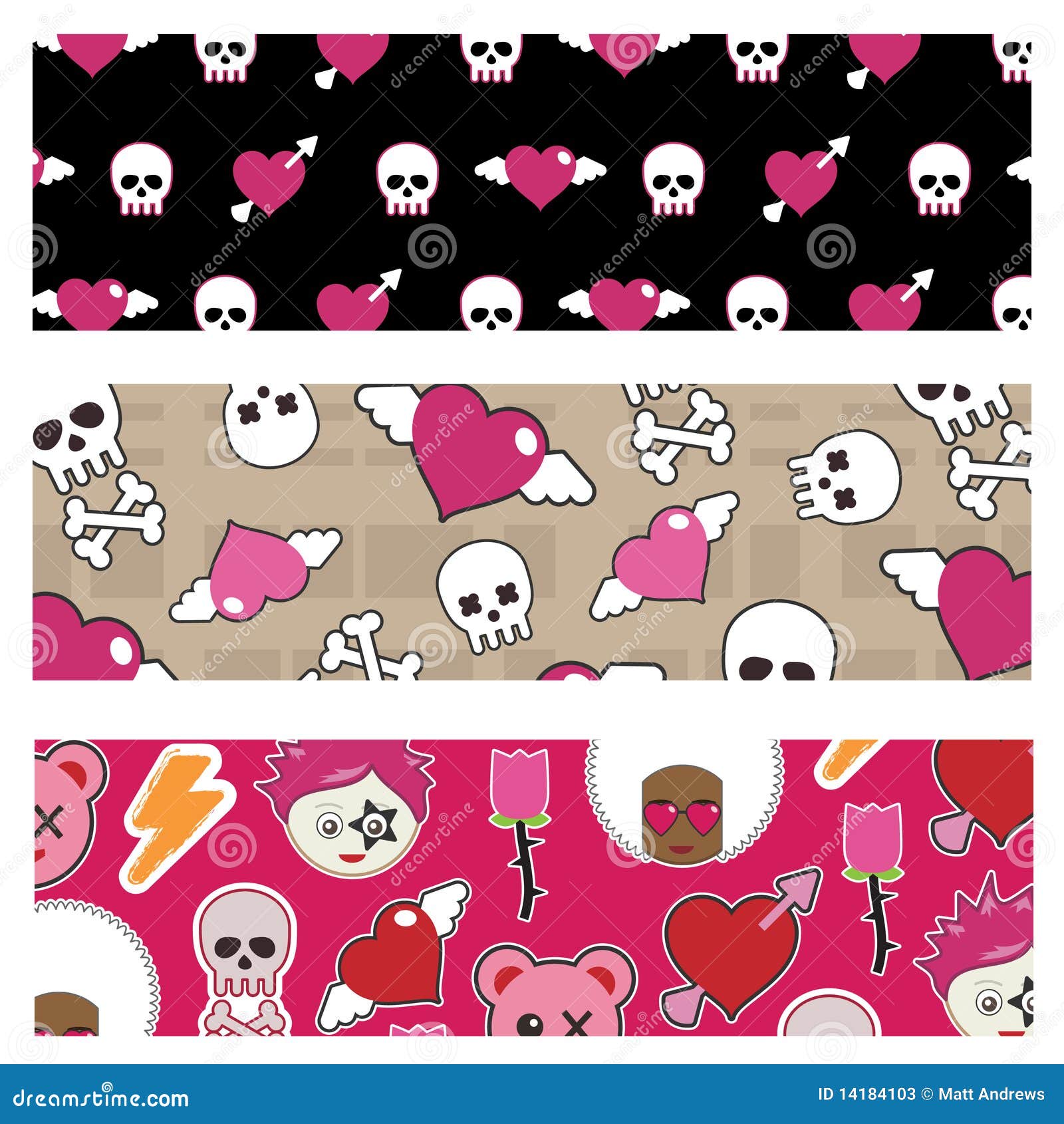 Emo banners stock vector. Illustration of header, pink - 14184103