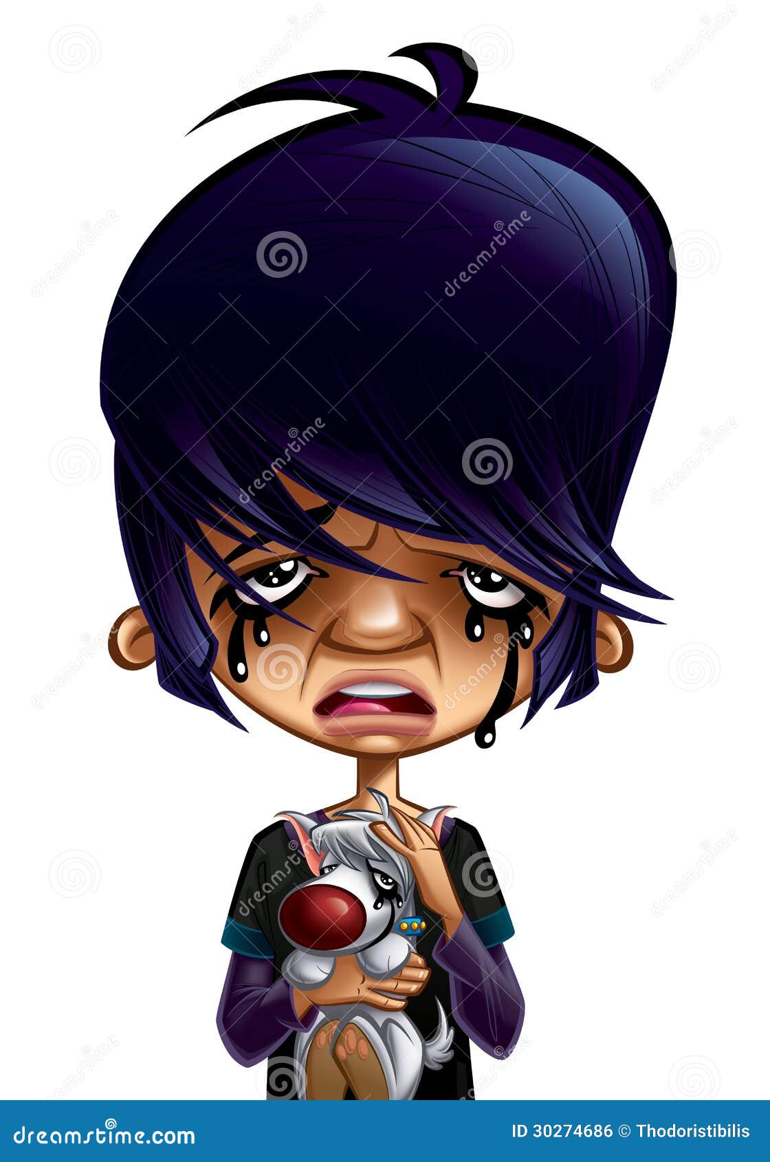 Emo boy with his emo dog stock illustration. Illustration of children ...