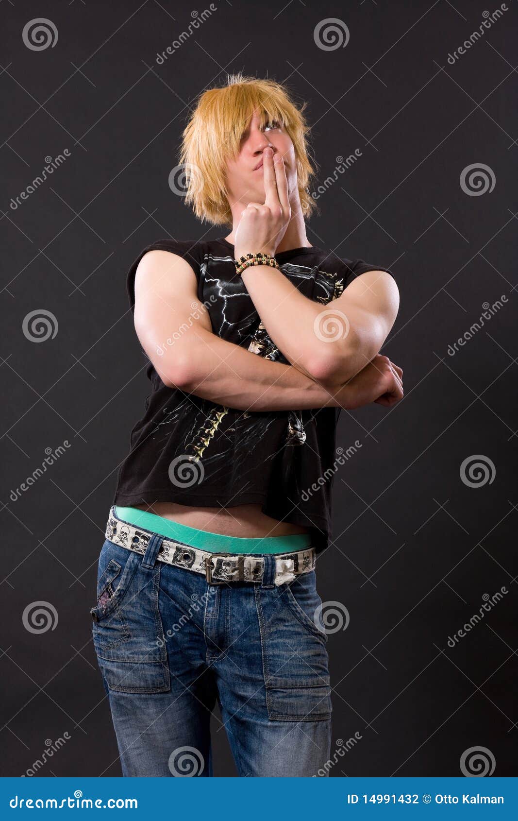 Emo boy posing stock photo. Image of muscular, belt, caucasian - 14991432