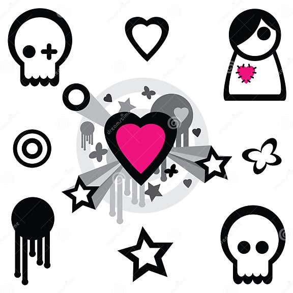 Emo design elements stock vector. Illustration of girls - 5218020