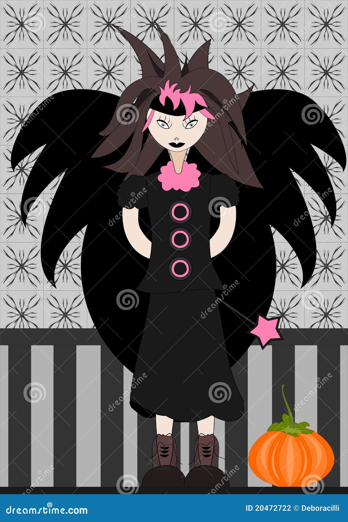 Emo elf with pumpkin stock vector. Illustration of fantasy - 20472722