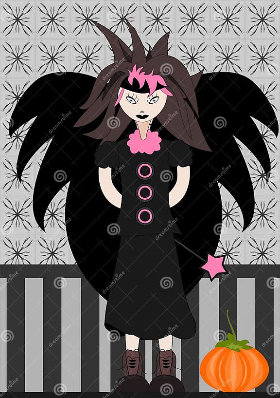 Emo elf with pumpkin stock vector. Illustration of fantasy - 20472722