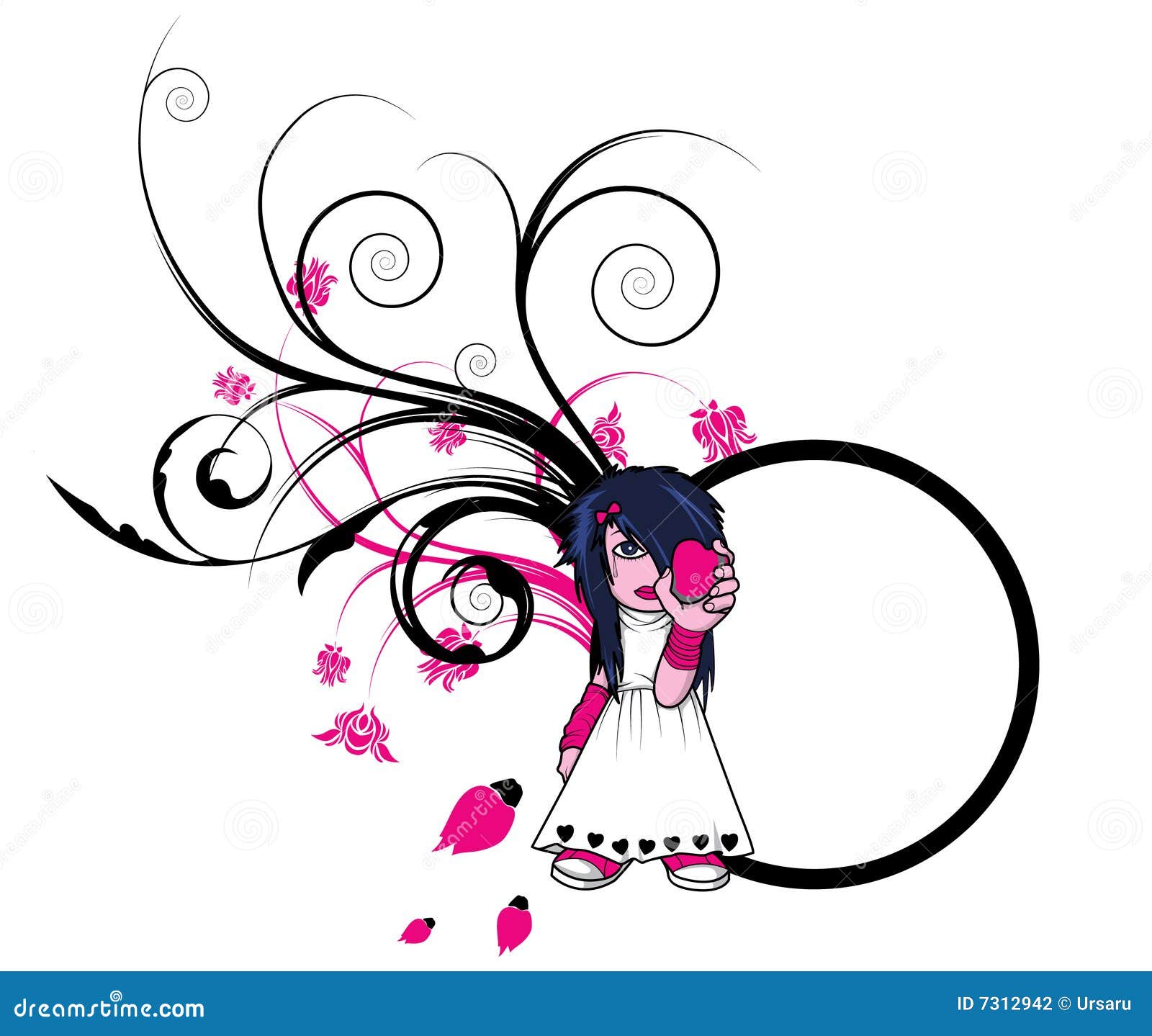 Emo girl stock vector. Illustration of flower, abstract - 7312942