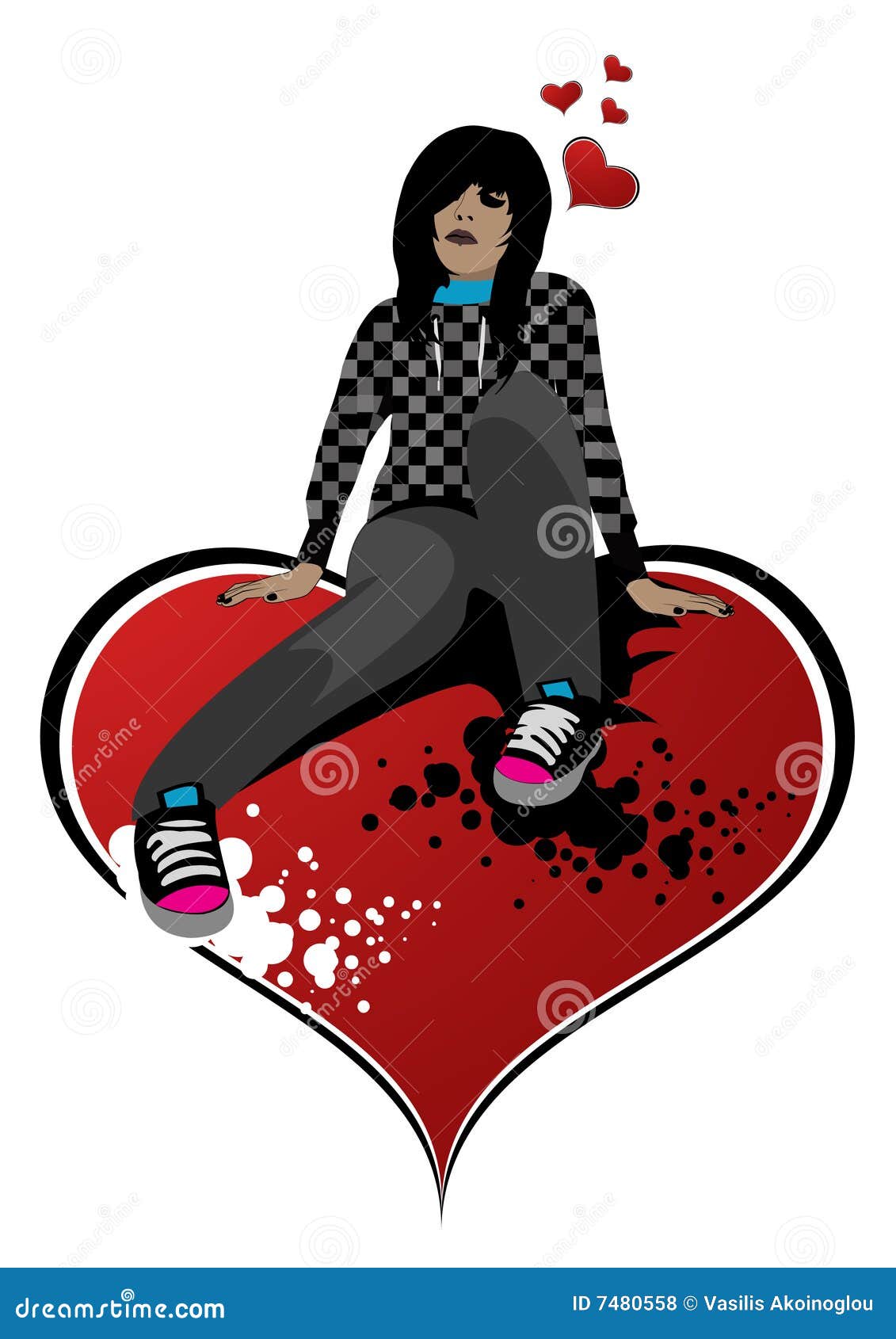 Emo girl stock vector. Illustration of emotion, youth - 7480558
