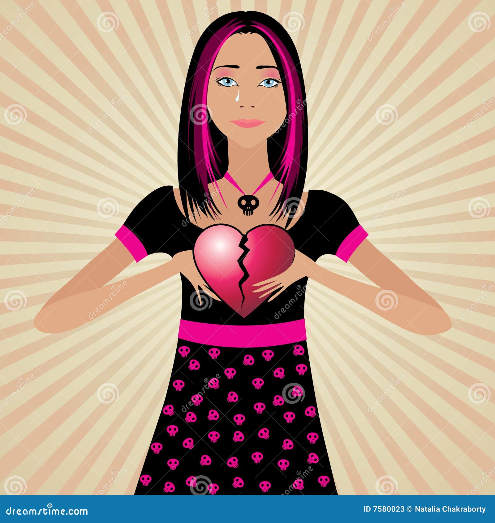 Emo girl stock vector. Illustration of dark, unhappy, broken - 7580023