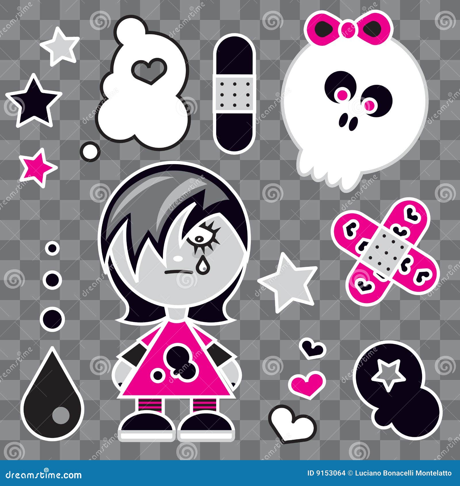 Emo Girl stock vector. Illustration of think, black, ballon - 9153064