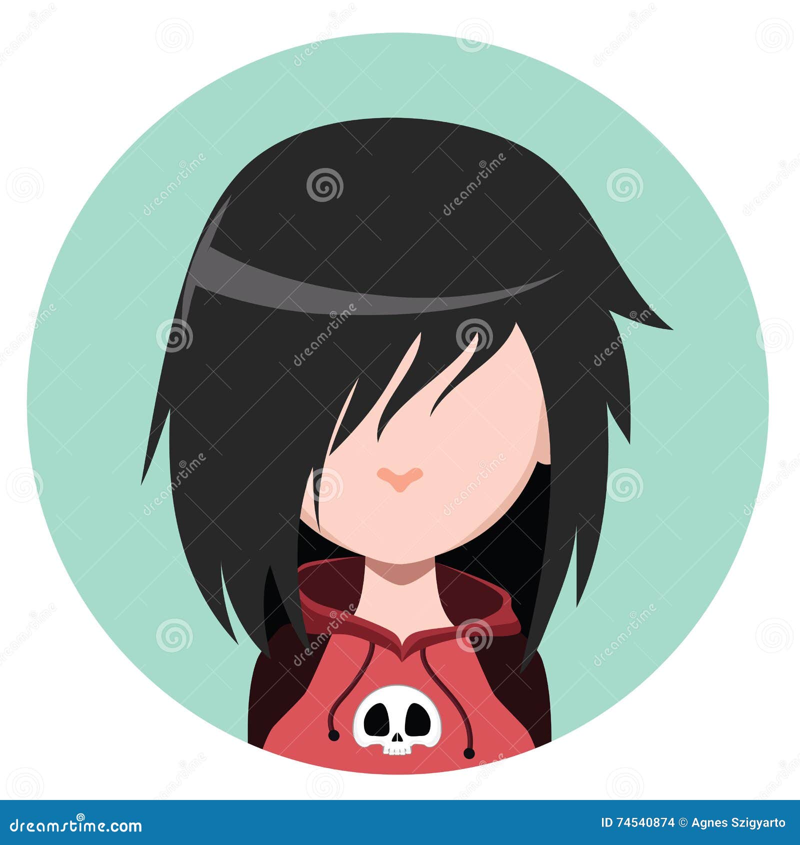Emo girl avatar stock vector. Illustration of beautiful - 74540874