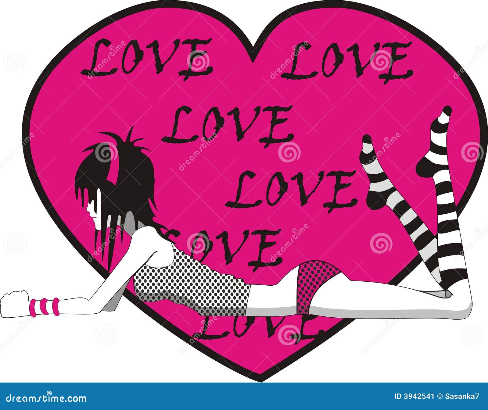 Emo girl in love heart stock vector. Illustration of 14th - 3942541