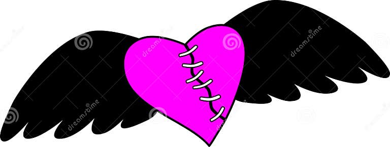 Emo Heart stock vector. Illustration of heart, wing, style - 6971798