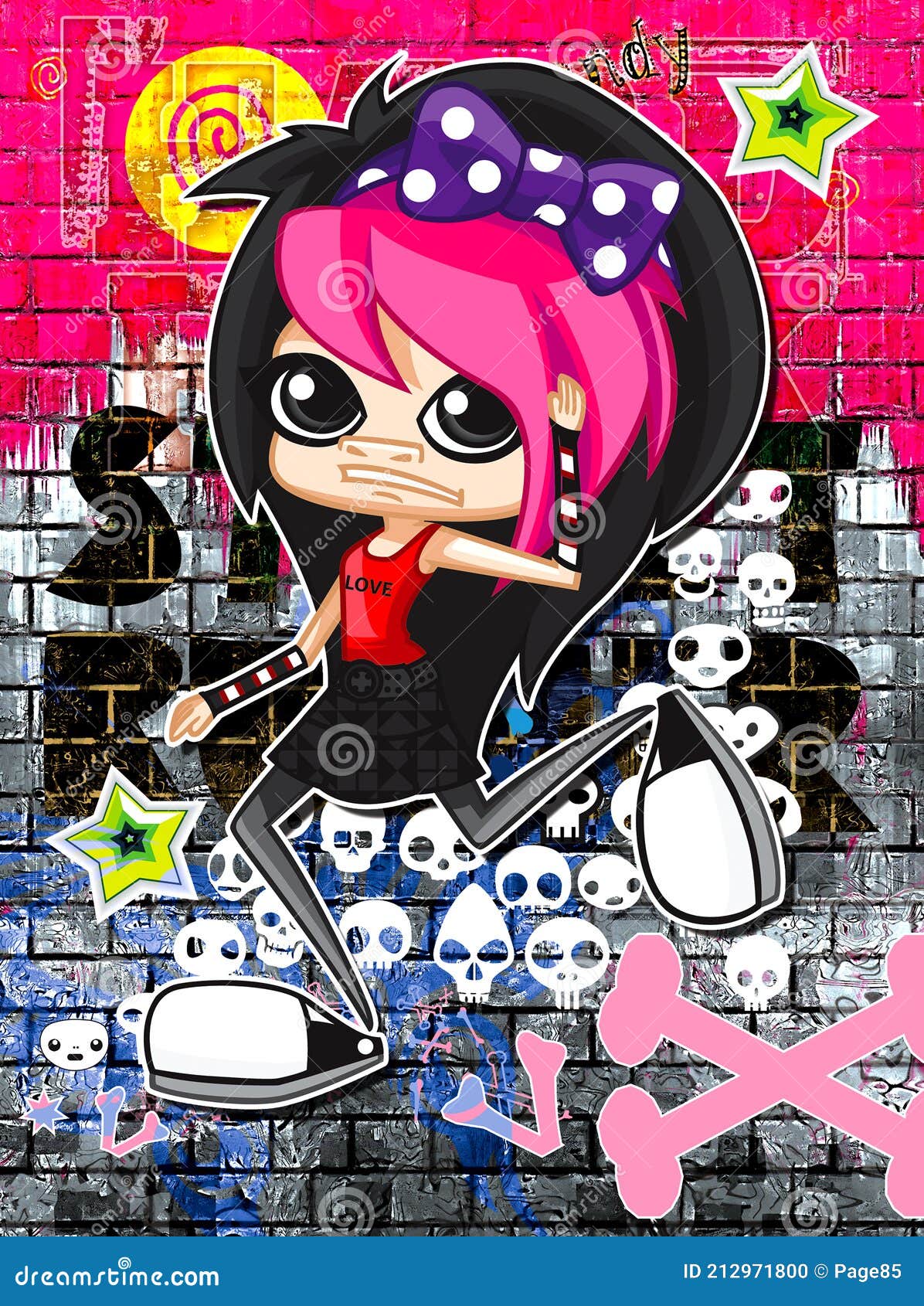 Emo kid stock illustration. Illustration of drawing - 212971800