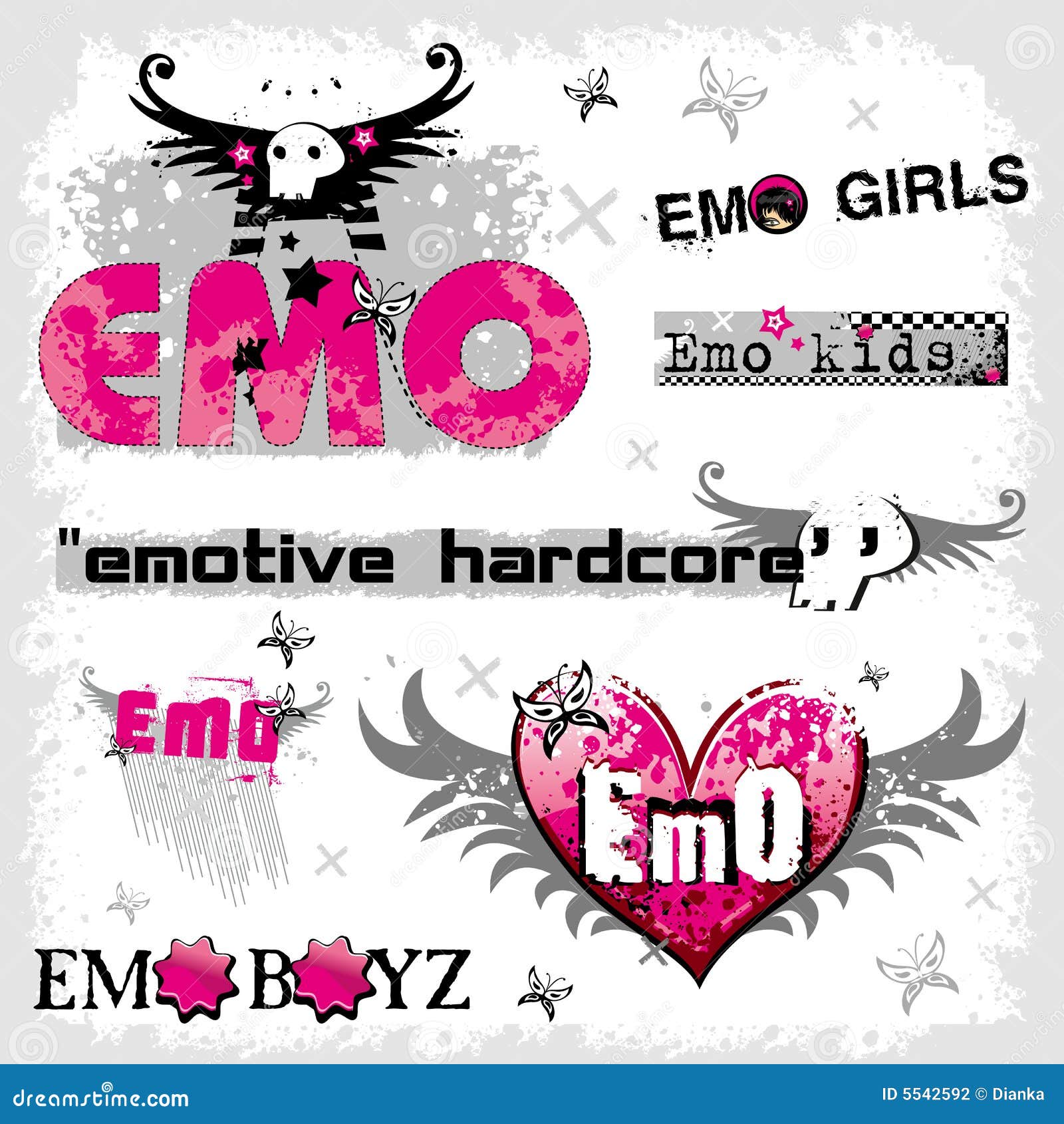 Emo logos stock vector. Illustration of halloween, cartoon - 5542592