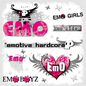 Emo logos stock vector. Illustration of halloween, cartoon - 5542592