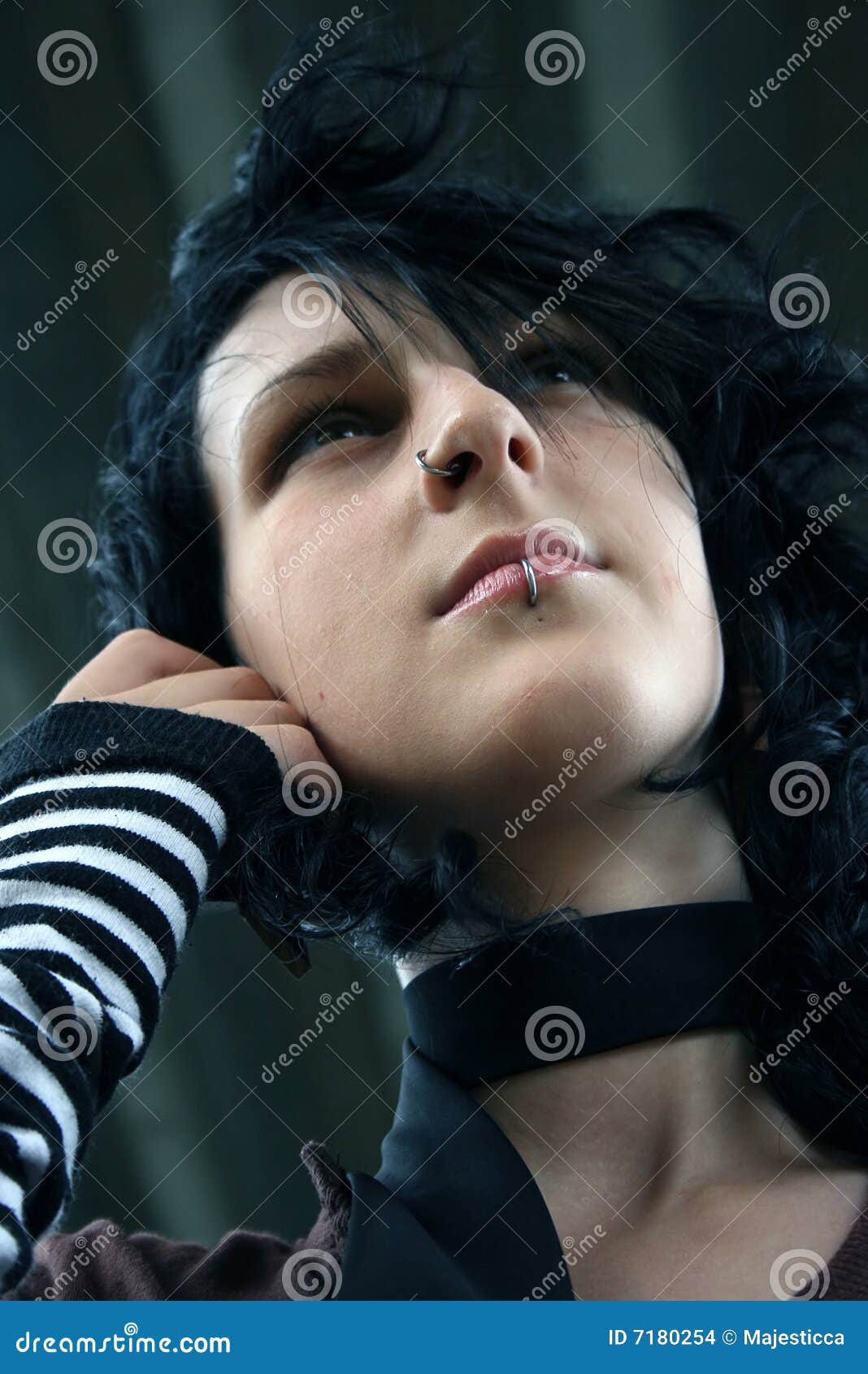 Emo looking up stock photo. Image of goth, ring, mouth - 7180254